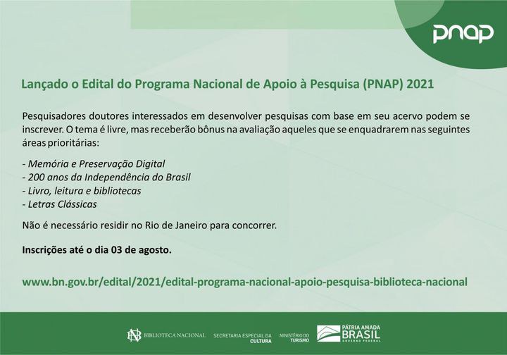 PNAP 2021 | Inscrições e dispensa de Lattes — Fundação Biblioteca Nacional