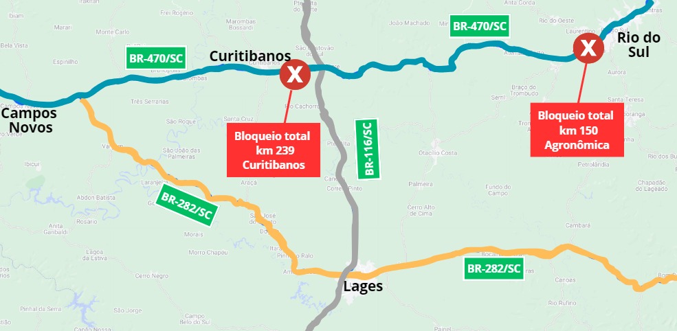 DNIT alerta para interdição total da BR-470/SC nesta quarta-feira (11 ...
