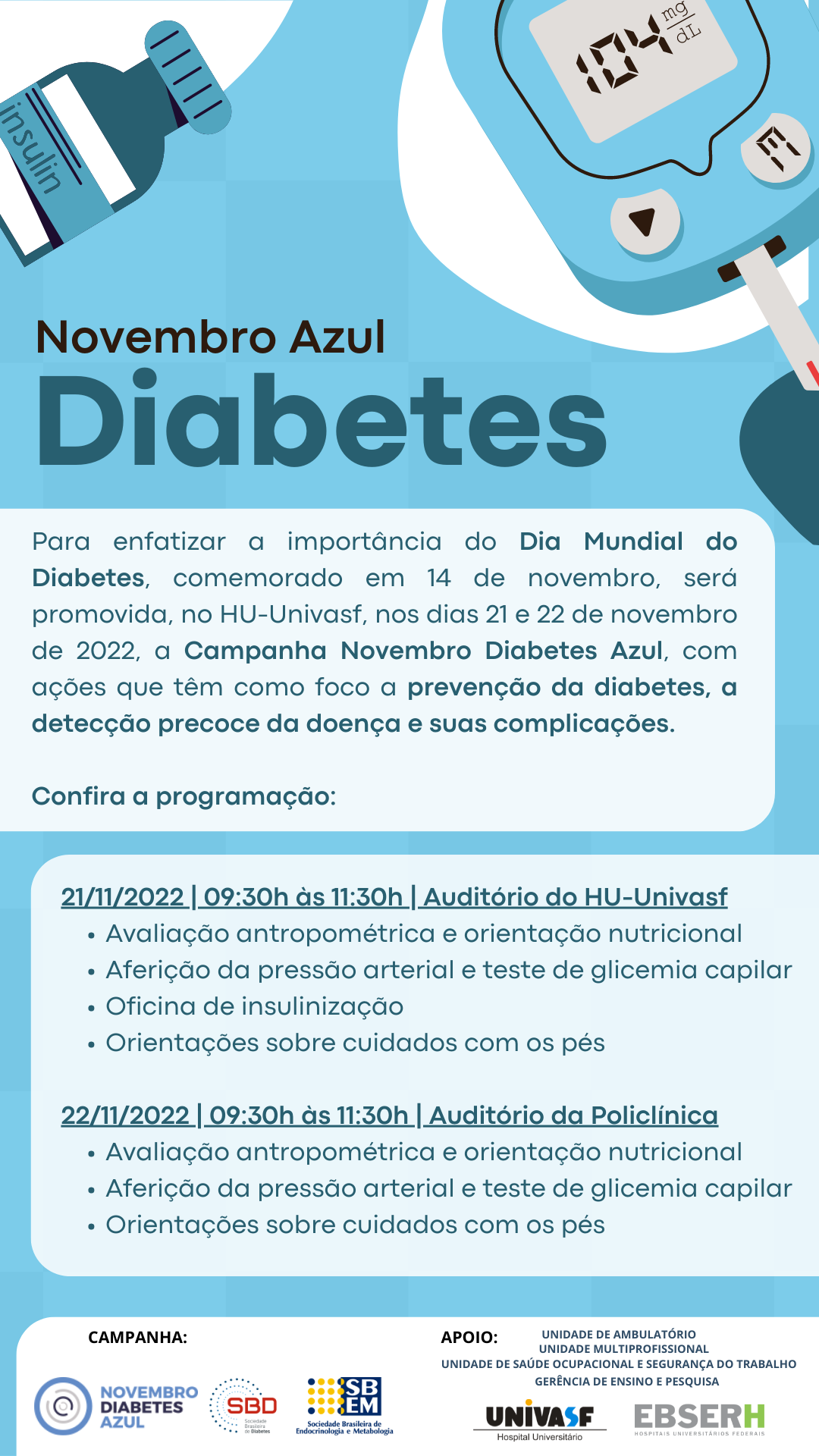 Novembro Azul - Diabetes: Ações de prevenção e detecção precoce no HU e ...
