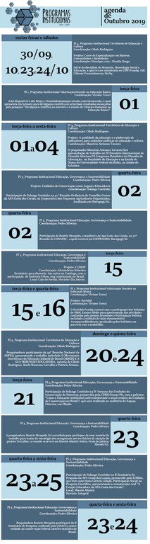 Agenda de Outubro/2019 dos Programas Institucionais — FUNDAJ
