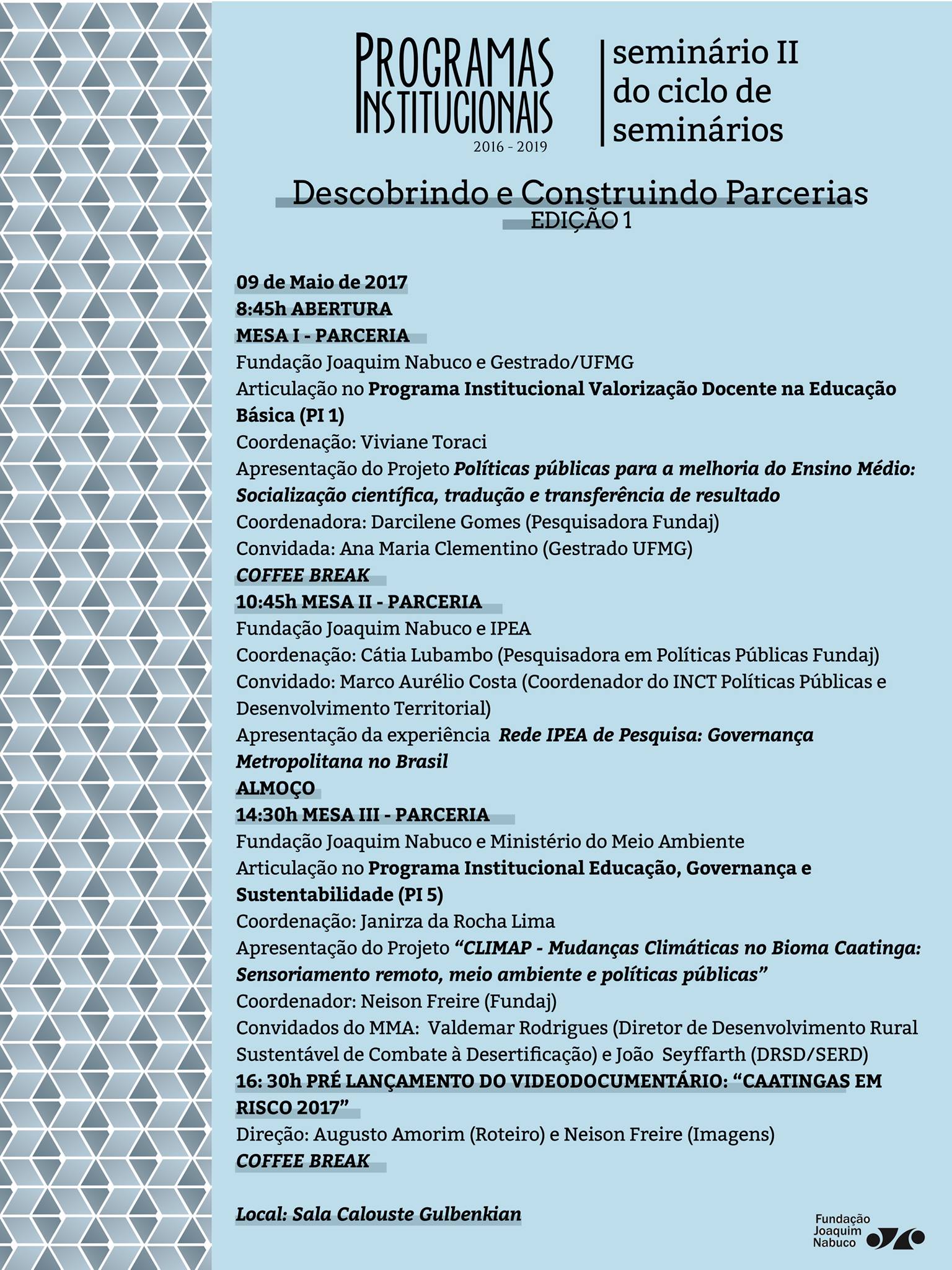 Seminário II do Ciclo de Seminários dos Programas Institucionais — FUNDAJ