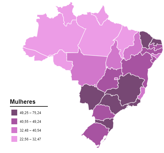 Apresenta dados de incidência por câncer de mama por estados brasileiros