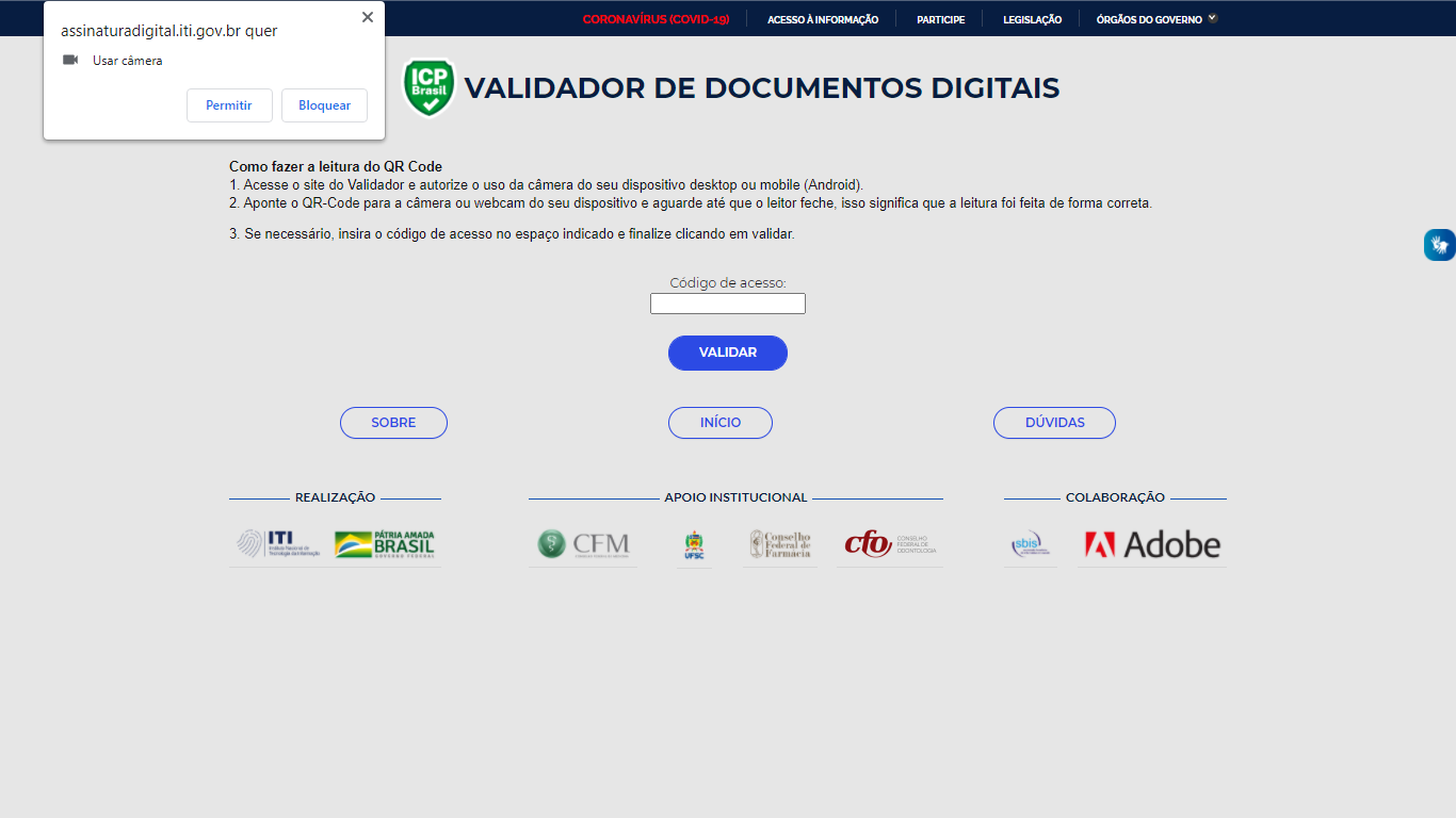 Validador de Documentos Digitais completa 1 ano — Instituto Nacional de ...