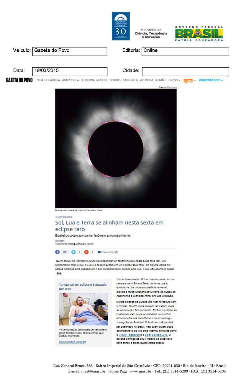 Gazeta do Povo | Sol, Lua e Terra se alinham nesta sexta em eclipse ...