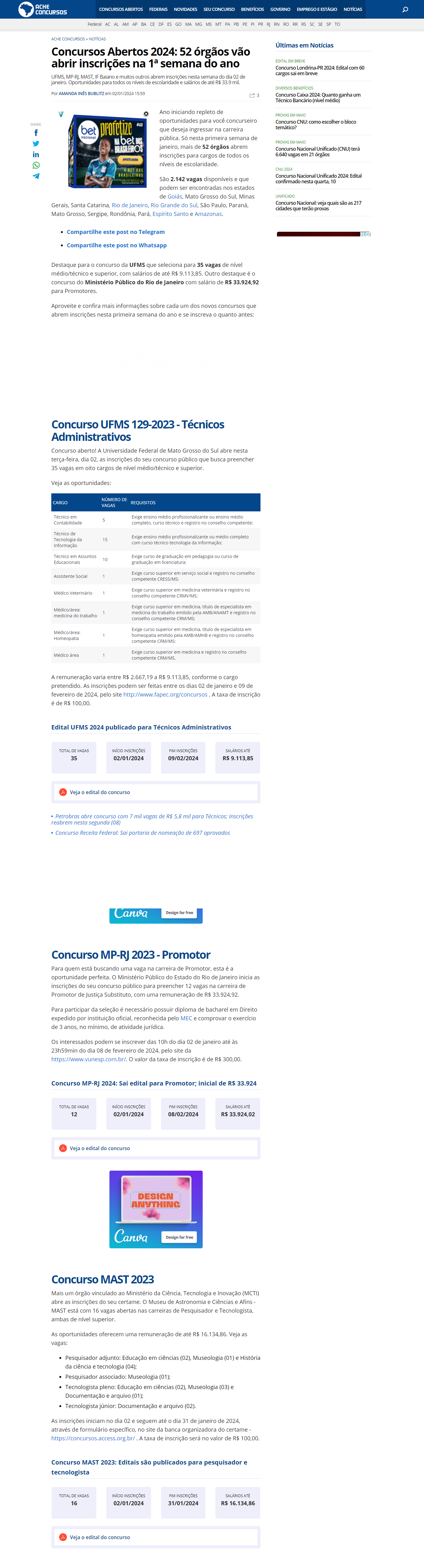 Portal Ache Concursos - Concursos Abertos 2024: 52 órgãos vão abrir ...