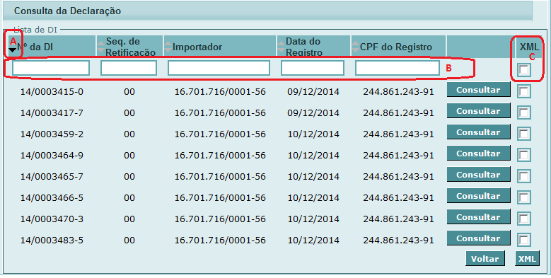 Consultar uma Declaração de Importação — Receita Federal