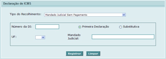 Registrar ICMS de uma DI — Receita Federal