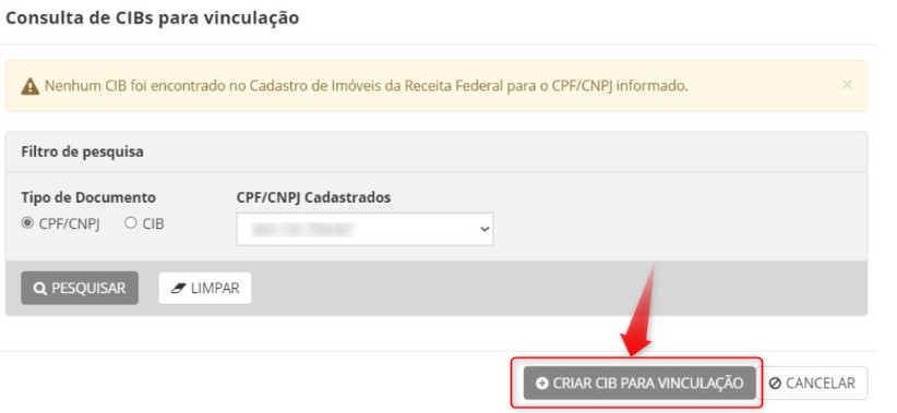 Consulta de CIB — Receita Federal