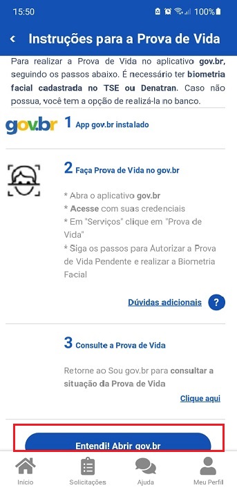 Como faço para iniciar a Prova de Vida pelo aplicativo SouGov.br ...